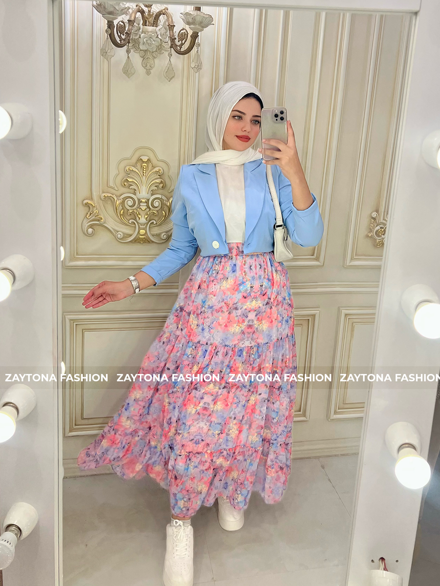 Crop blazer - Baby Blue – Zaytona Fashion